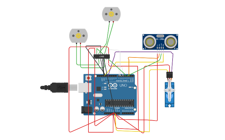 Circuit Design Obstacle Avoiding Robot Tinkercad