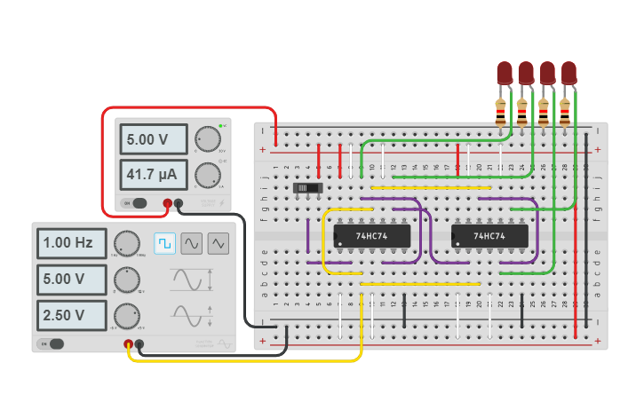 Circuit design Serial In Parallel Out(SIPO) Shift Register - Tinkercad