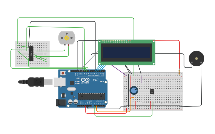 Circuit design Smart Irrigation System - Tinkercad