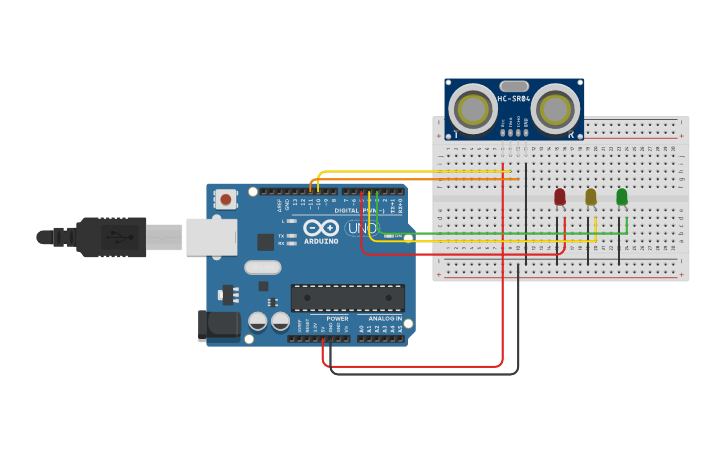 Circuit design distance sensor - Tinkercad