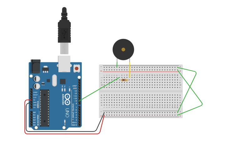 Circuit design Buzzer - Tinkercad