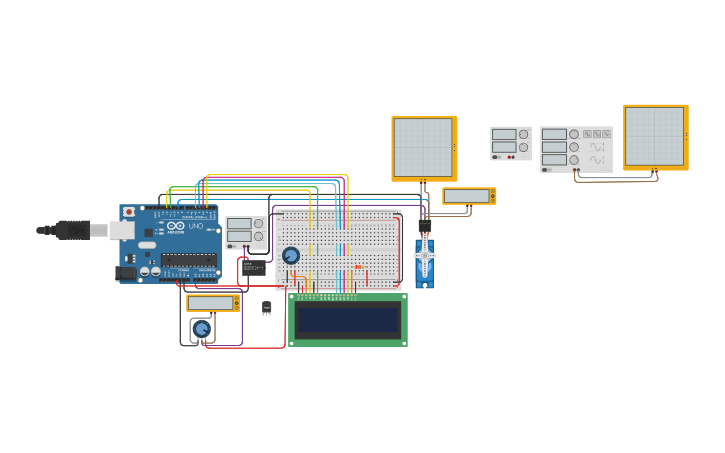 Circuit Design Control Servo With Potentiometer Lcd Tinkercad