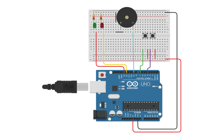 Circuit design Pulsador simple - Tinkercad