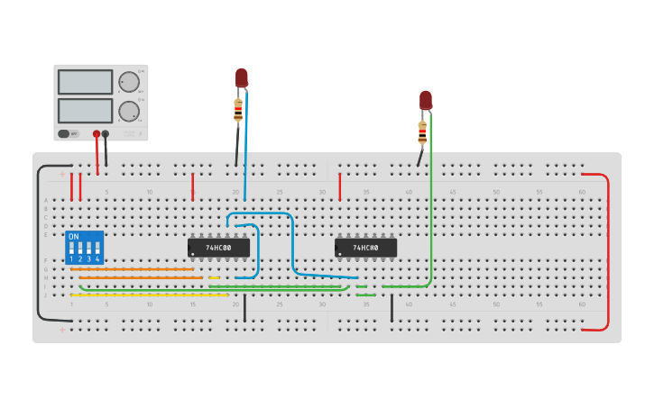 Circuit design Half subtractor using nand gate - Tinkercad