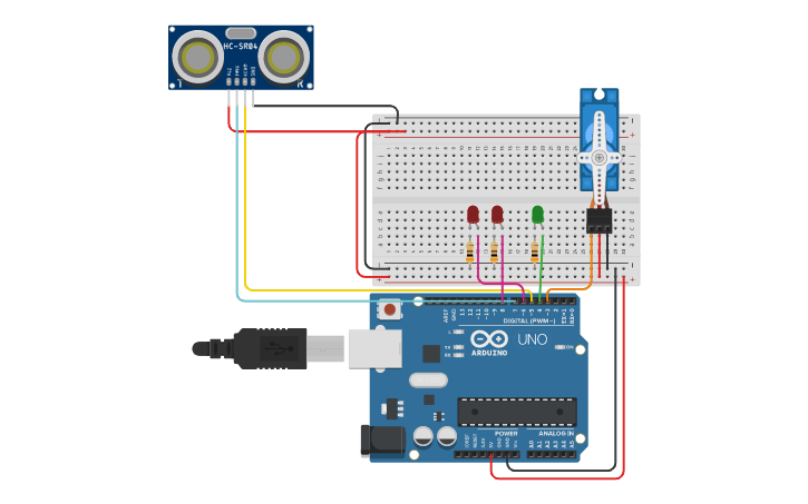 Circuit design valla de policia - Tinkercad