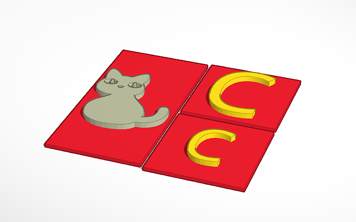 3D design Letter Cc Cat - Tinkercad
