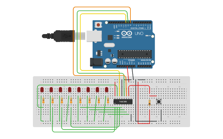 Circuit design Lauflicht - Tinkercad