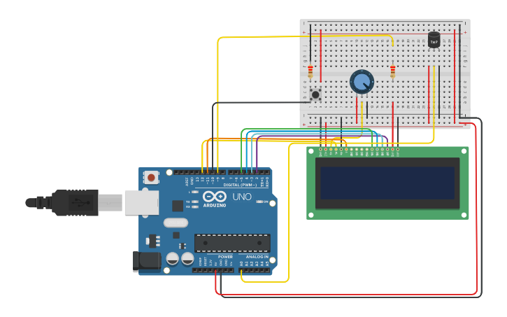 Circuit design lab3 LCD + TMP - Tinkercad