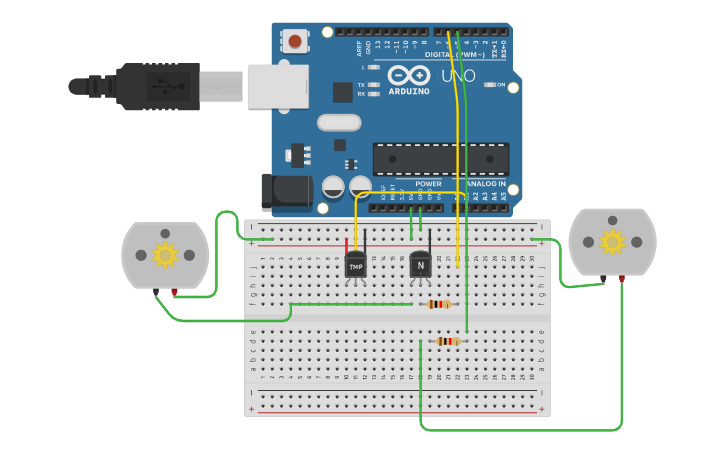 Circuit design Copy of Control de temperatura con motor | Tinkercad