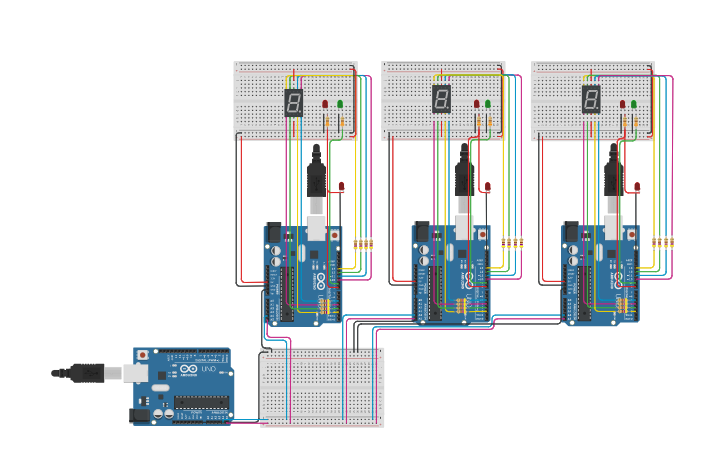 Circuit design CT.304 - Master With 3 Slave | Tinkercad