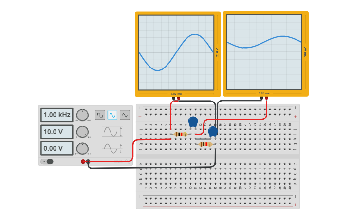 Circuit design band pass - Tinkercad