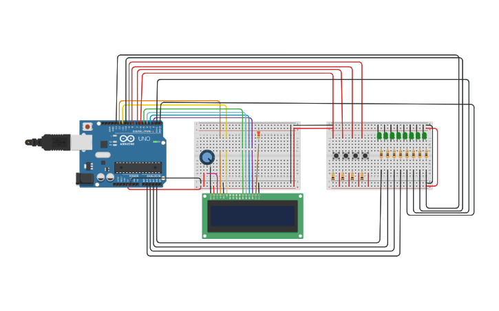 Circuit design 3.4 LED8 หลอด พร้อมแสดงข้อความ - Tinkercad