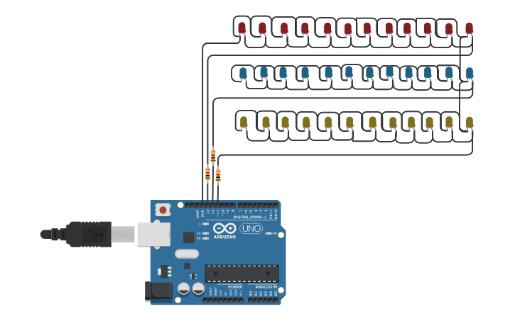 Circuit design Knight Rider Light system 1 - Tinkercad