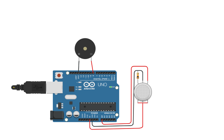 Circuit Design გაზის სენსორი Tinkercad