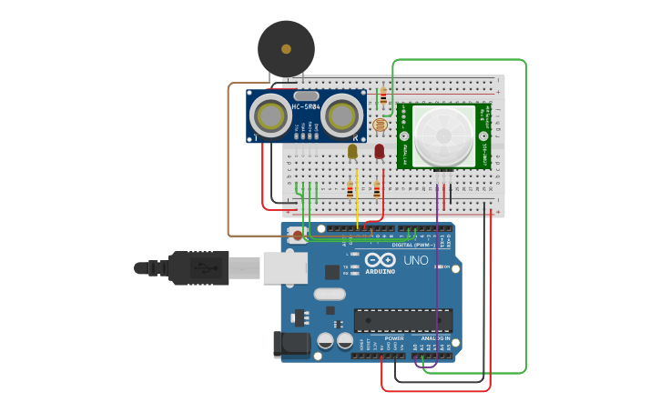 Circuit design Prototipo De Mecanismo De Puerta De Seguridad - Tinkercad
