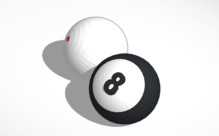 3D design Billiards Balls (Cue Ball and Number 8 Solid Black Ball ...