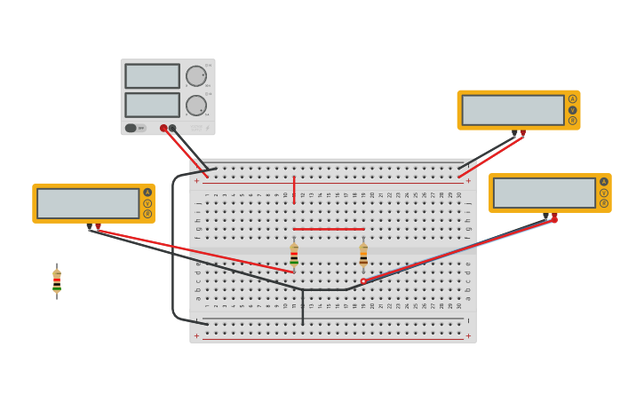 Circuit design partitore di corrente - Tinkercad