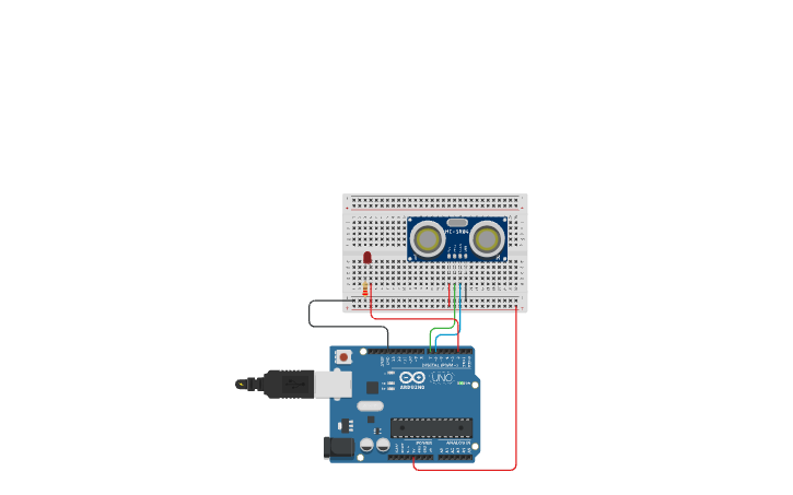 Circuit design SENSOR ULTRASONICO CON LED - Tinkercad