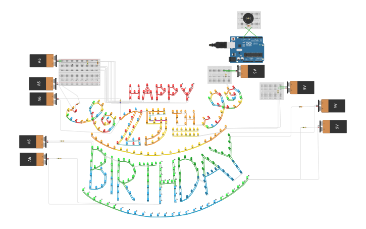 Circuit design Happy Birthday! - Tinkercad