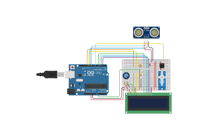 Circuit Design Garasi Otomatis Menggunakan Sensor Ultrasonic And Sensor