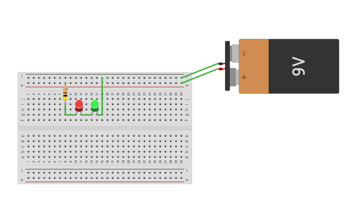 Circuit design 2 LEDS EN SERIE. - Tinkercad
