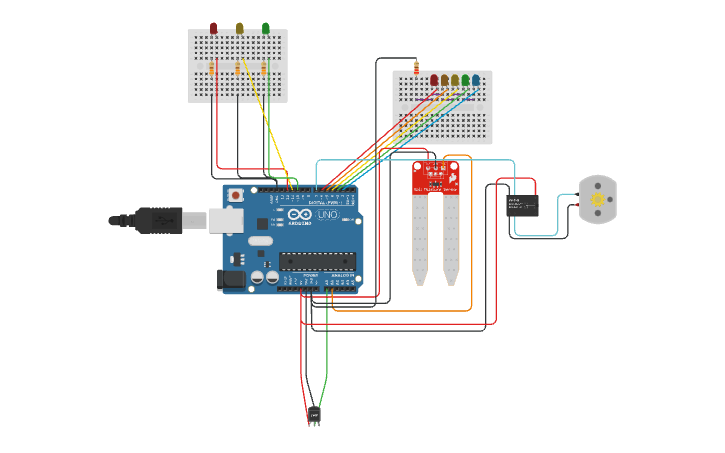 Circuit design Moisture and Temperature Level | Tinkercad