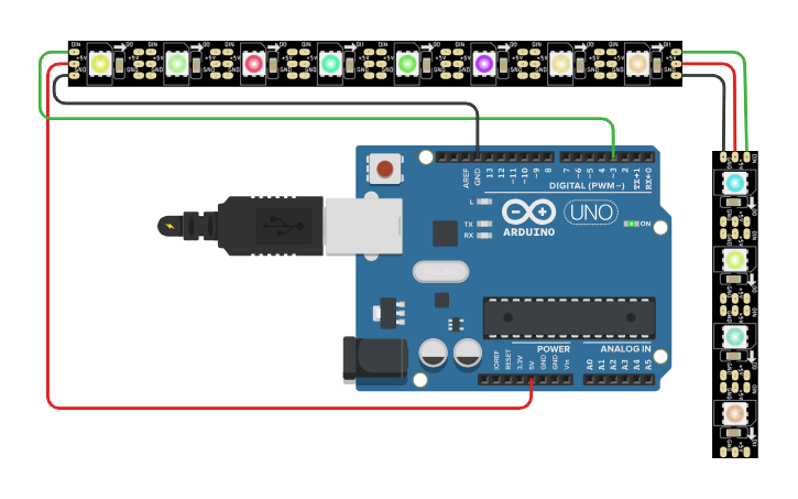 Circuit design SIMPLE RGB STRIP - Tinkercad