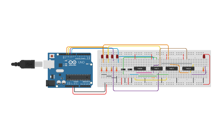 Circuit design 25 Multiplexor de 4 bits | Tinkercad