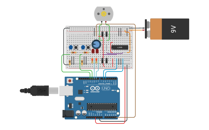 Circuit design Control Motor CC - Tinkercad
