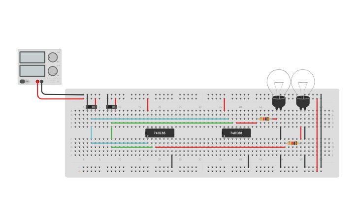 Circuit design 2.Part B Binary Half-Adder | Tinkercad