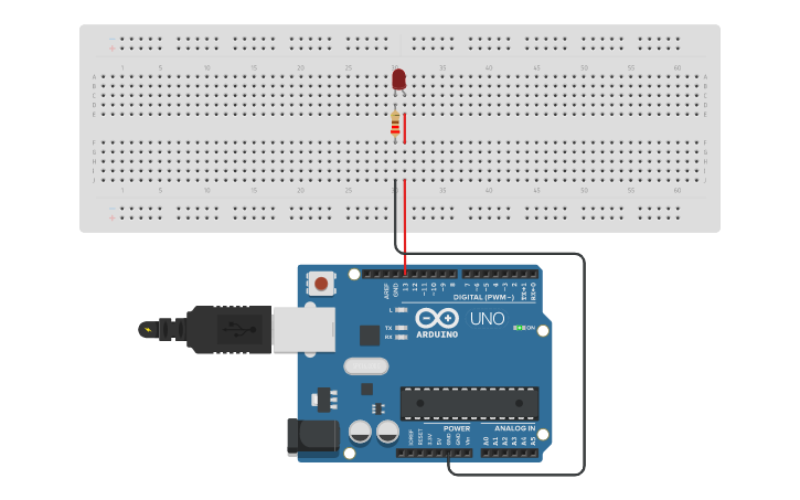 Circuit design Accensione Led con arduino | Tinkercad