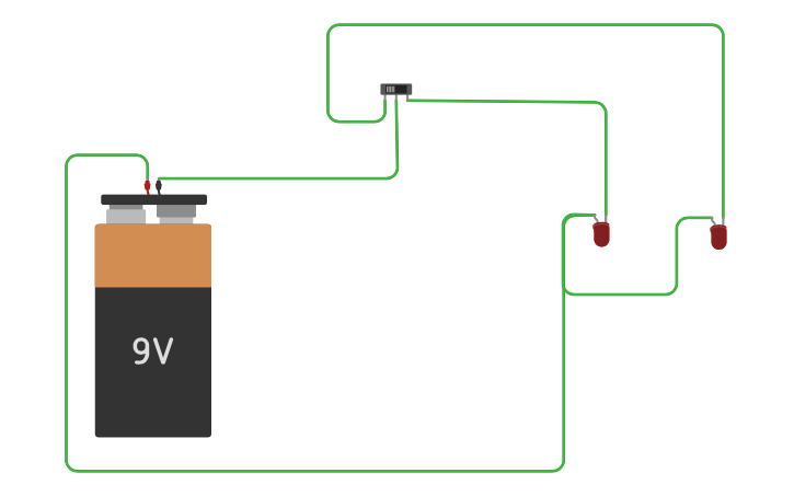 Circuit Design 2 Led With 1 Slide Switch And 1 Battery Circuit Tinkercad