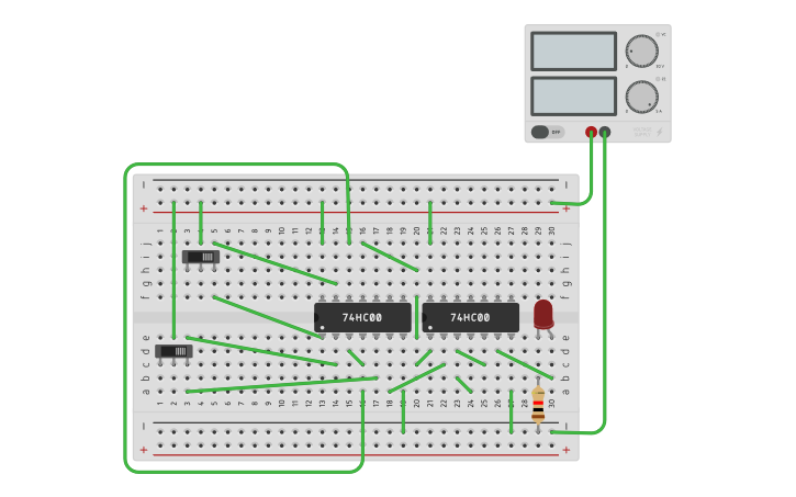 Circuit design XNOR Using NAND GATE | Tinkercad