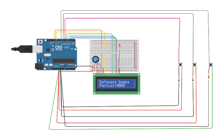Circuit design Detonare bomba | Tinkercad