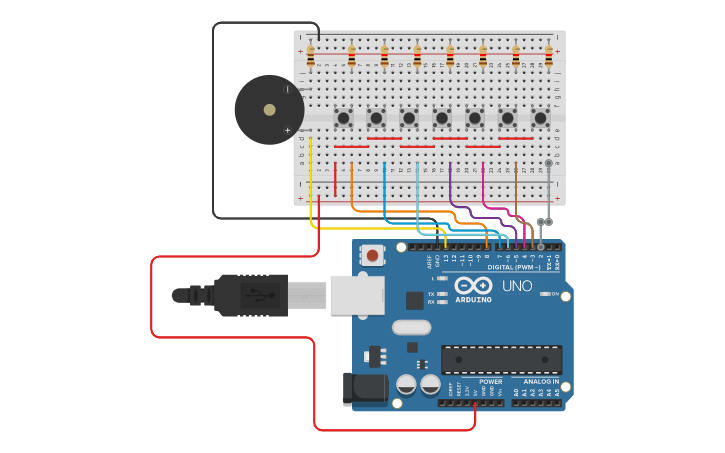 Circuit design Notas musicais - Tinkercad