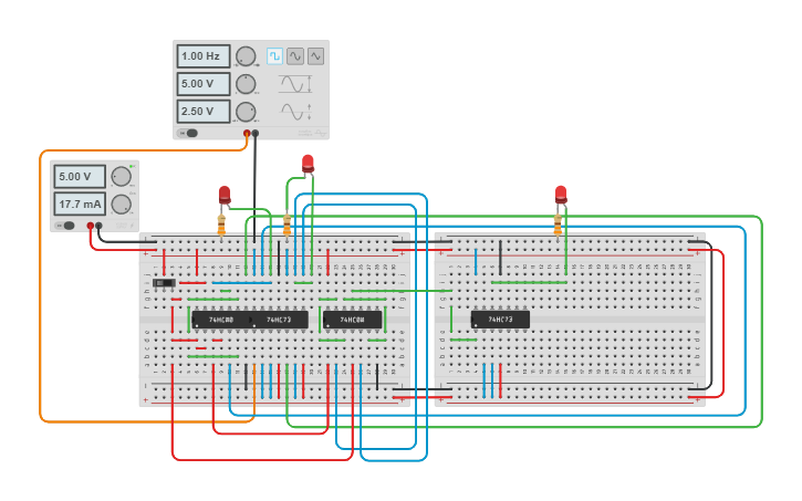 Circuit Design 3 Bit Asynchronous Up Down Counter Tinkercad
