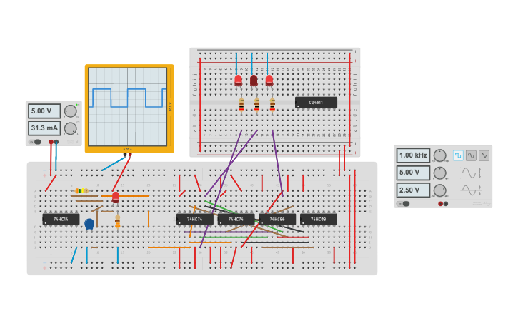 Circuit design Binary Counter - Tinkercad Circuit design Binary Counter - Tinkercad