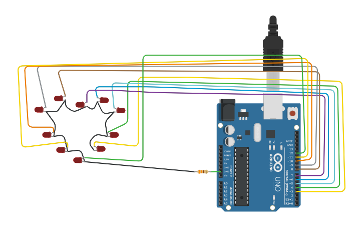 Circuit design FIGURAS CON LEDS 3 SECUENCIAS largo - Tinkercad
