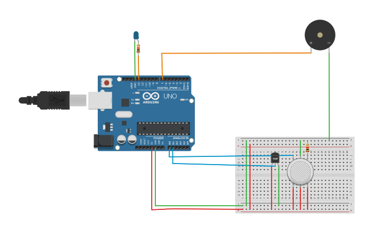 Circuit design Fire Alarm System - Tinkercad