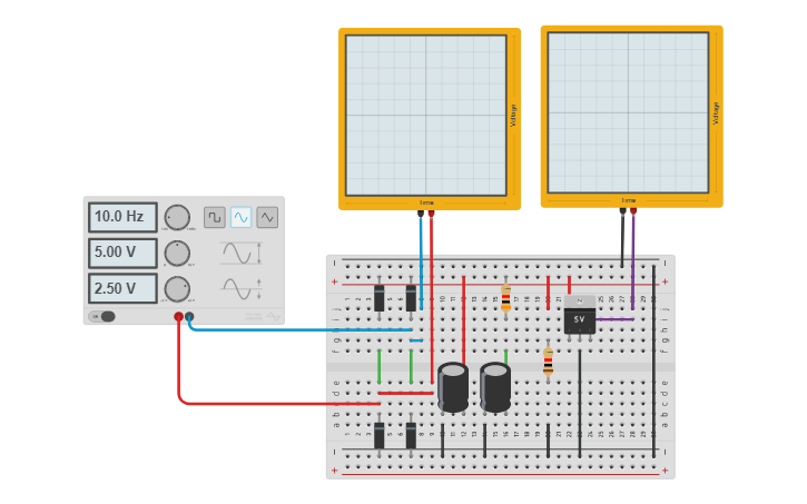 Circuit design fuentes de voltaje regulada BSG - Tinkercad
