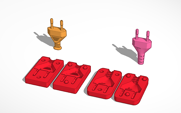 3D design Euro plug and mold - Tinkercad