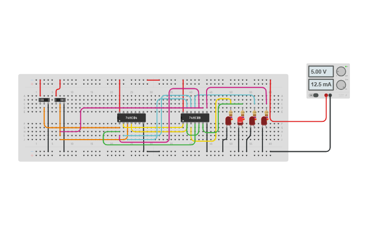 Circuit design ET0738_LAB3_2TO4_DECODER - Tinkercad