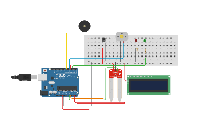 Circuit design Smart irrigation system - Tinkercad