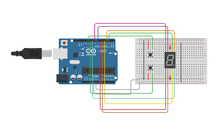 Circuit design Tugas 4 - 7 Segment - Tinkercad