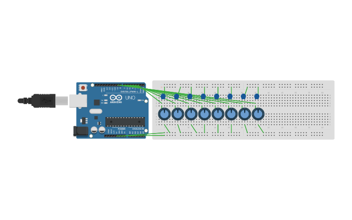 Circuit design QTR-RC Sensor Simulation - Tinkercad