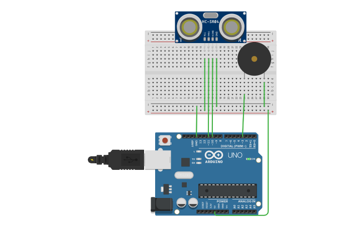 Circuit Design Sensor De Distancia Tinkercad