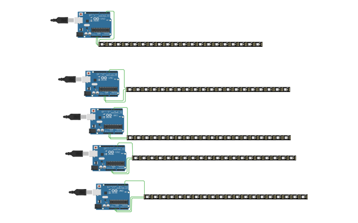 Circuit design address led strip - Tinkercad