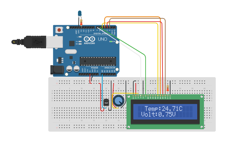 Circuit design Practica 9 Arduino - Tinkercad