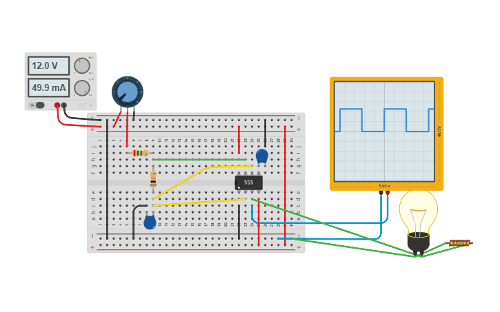 Circuit design NE555 - Tinkercad