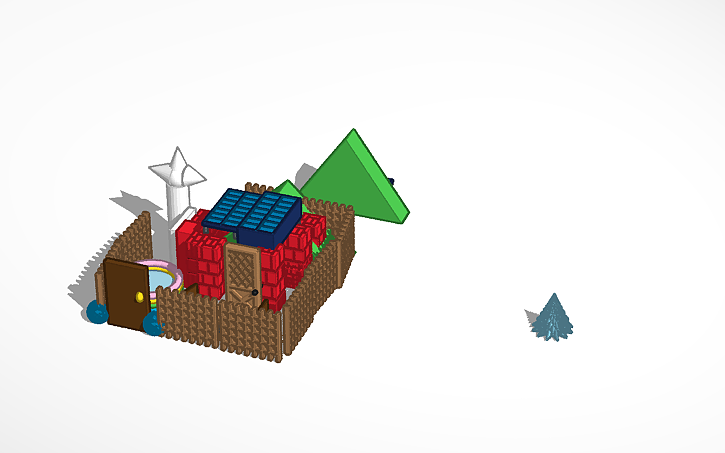 3D design Sustainable House with solar panels and aerogenerator - Tinkercad